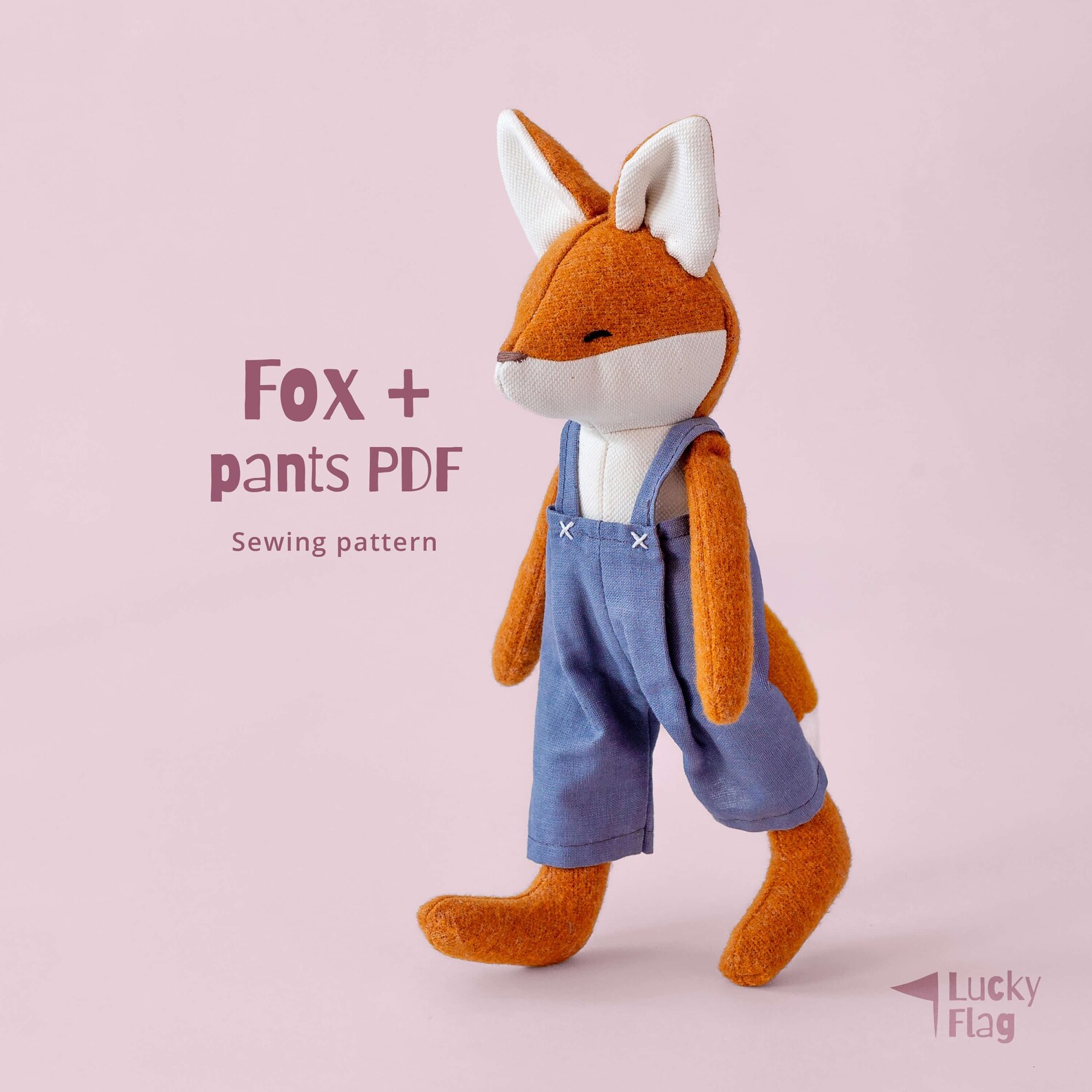 Fox Plush Sewing Pattern + Clothes in PDF – DIY Cute Stuffed Animal Toy ...