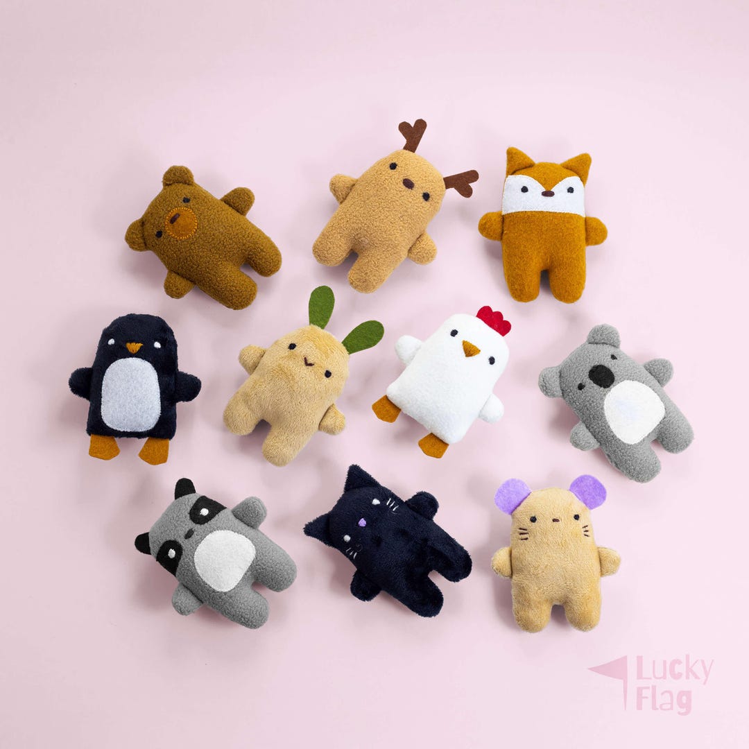 10 Mini Plush Sewing Patterns in PDF – DIY Cute Stuffed Animals Bundle ...