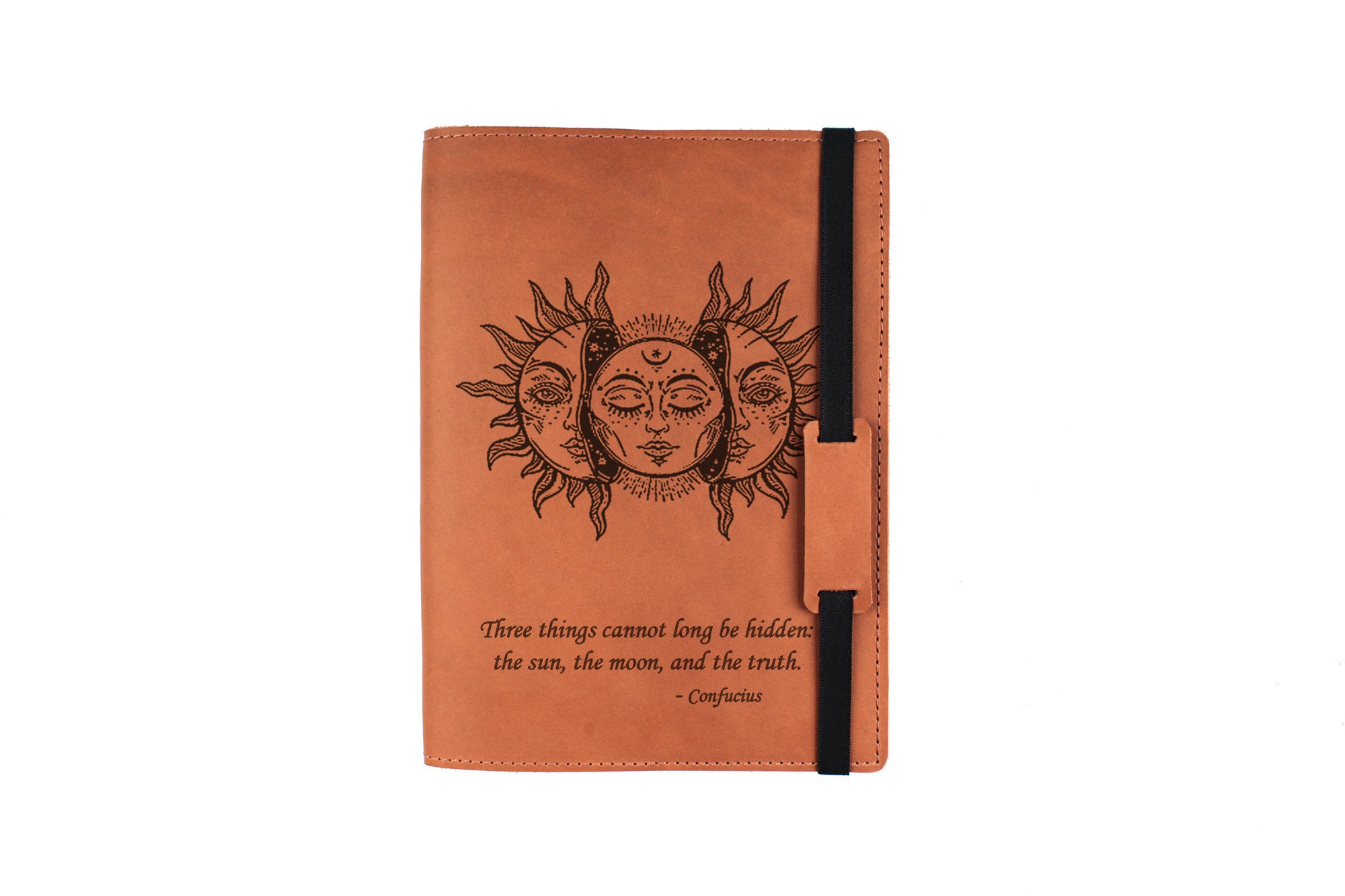 Sun and Moon Leather Journal Refillable Notebook | Etsy