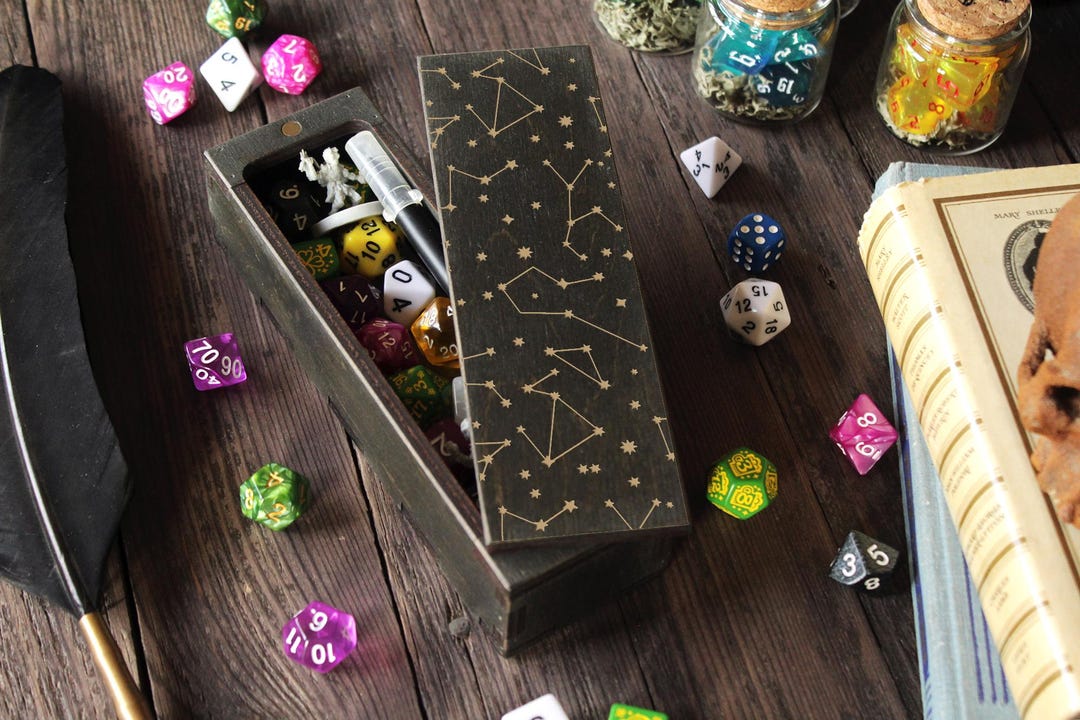 Personalized Wooden Dice Box: Custom Dnd Dice Vault, Engraved Storage ...
