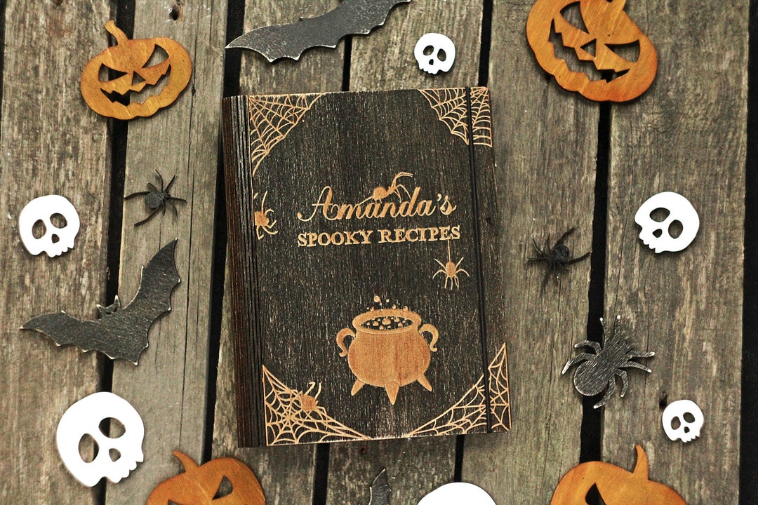 Halloween Wooden Recipe Book: Gothic Spell Cookbook, Custom Journal - Etsy