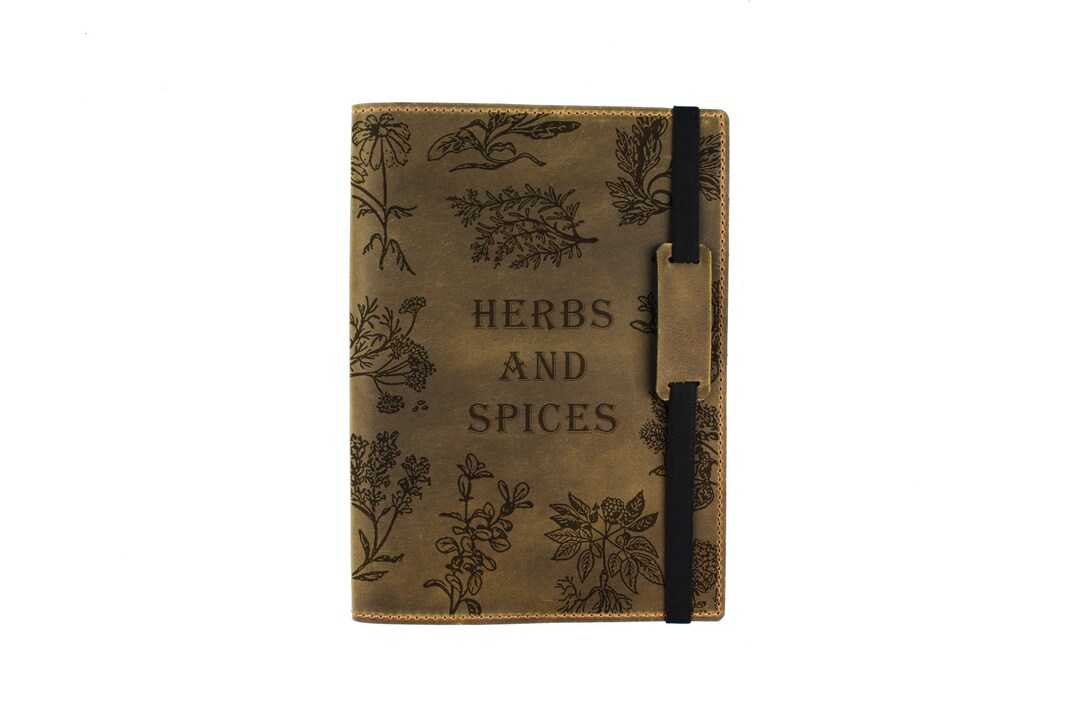 Herbal Leather Journal: Herbs & Spices Cookbook, Personalized Vegan ...