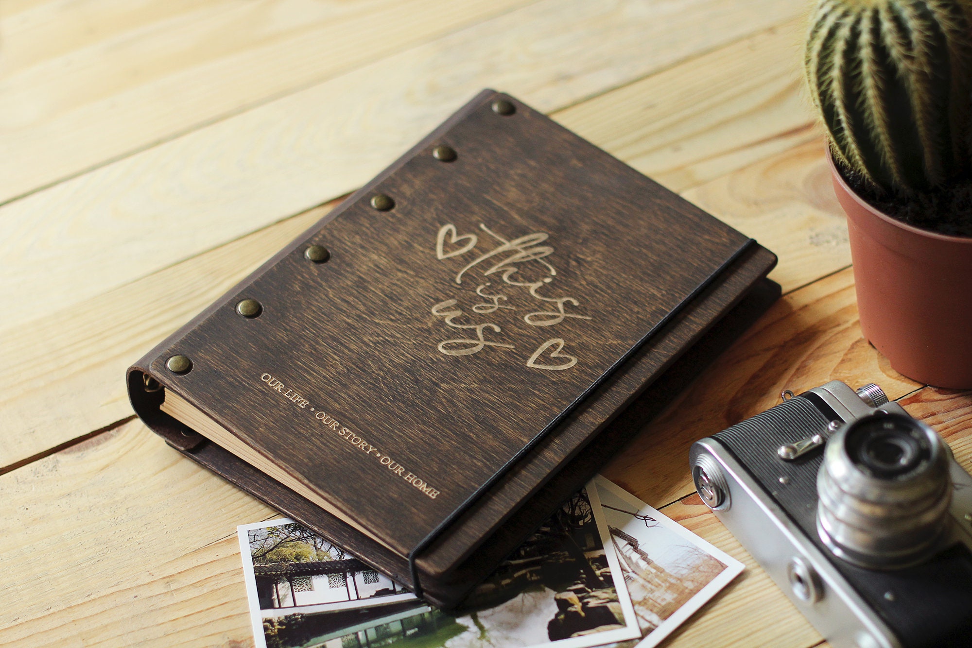 Personalized Wooden Photo Album: 6x8 Polaroid Guest Book - Etsy