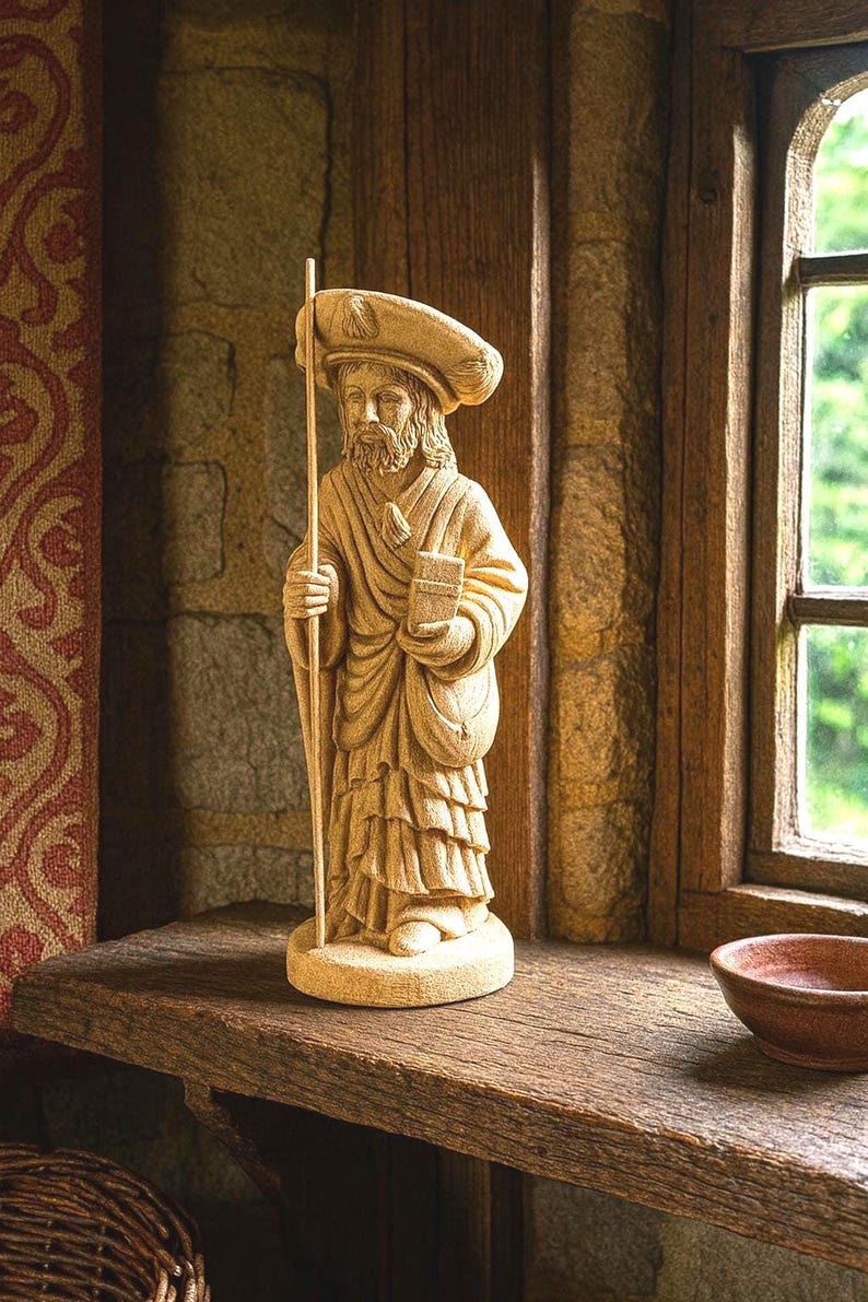 Saint James of Compostela Stone Statue - Saint James Pilgrim Statue ...