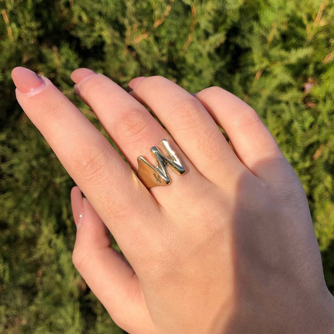 Ring W Letter Ring W Monogram W Alphabet W Initial Ring - Etsy