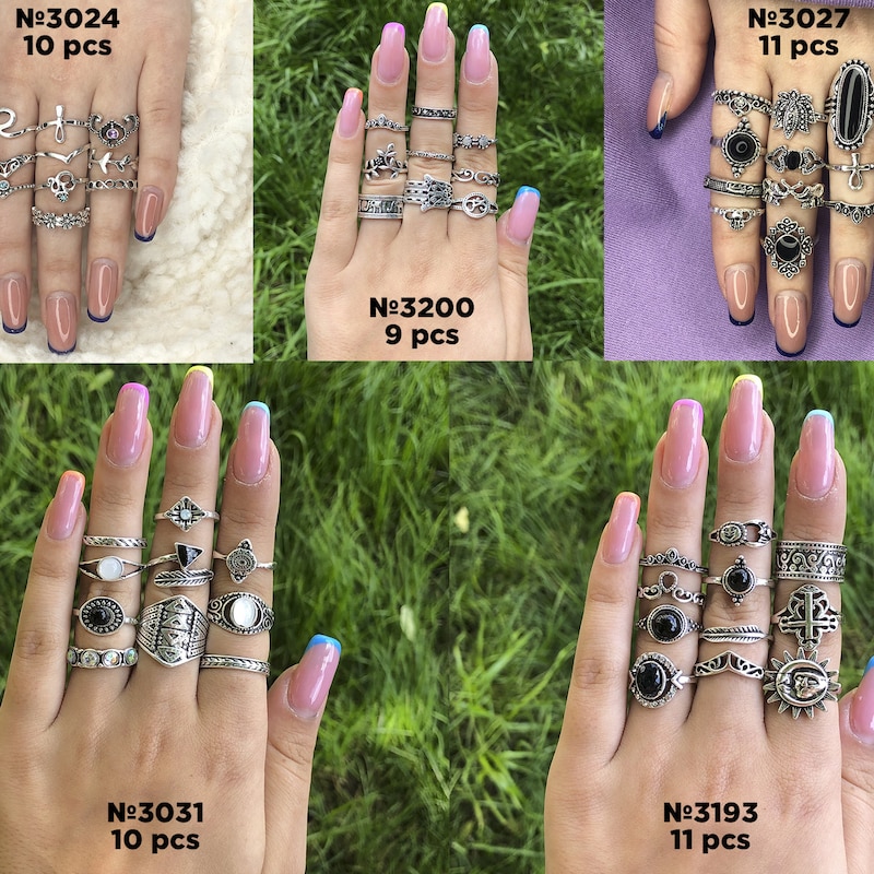 Women Silver Ring Sets - Etsy