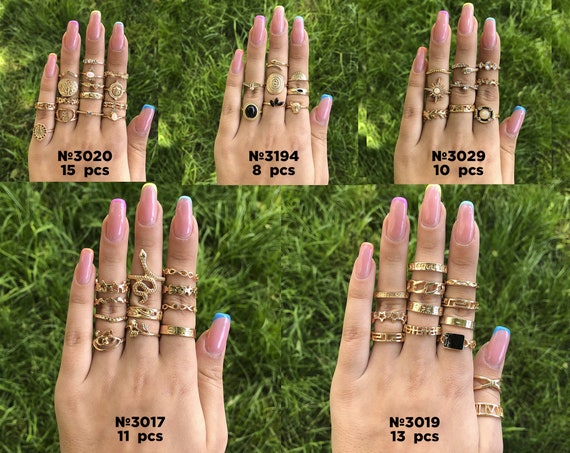Gold Ring Set Assorted Rings Ring Pack Rings Sets for - Etsy