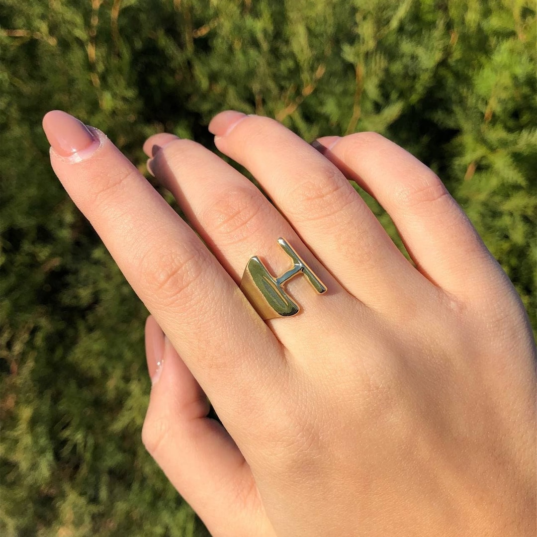 Ring H Letter Ring H Monogram H Font H Initial Ring - Etsy