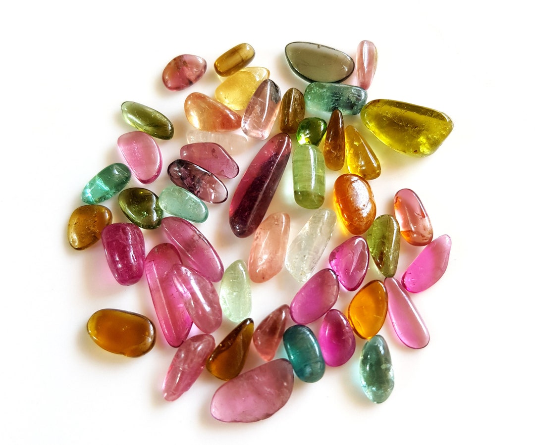 Multi Tourmaline Smooth Tumbels, Multi Color Tumbles for Jewelry Making ...