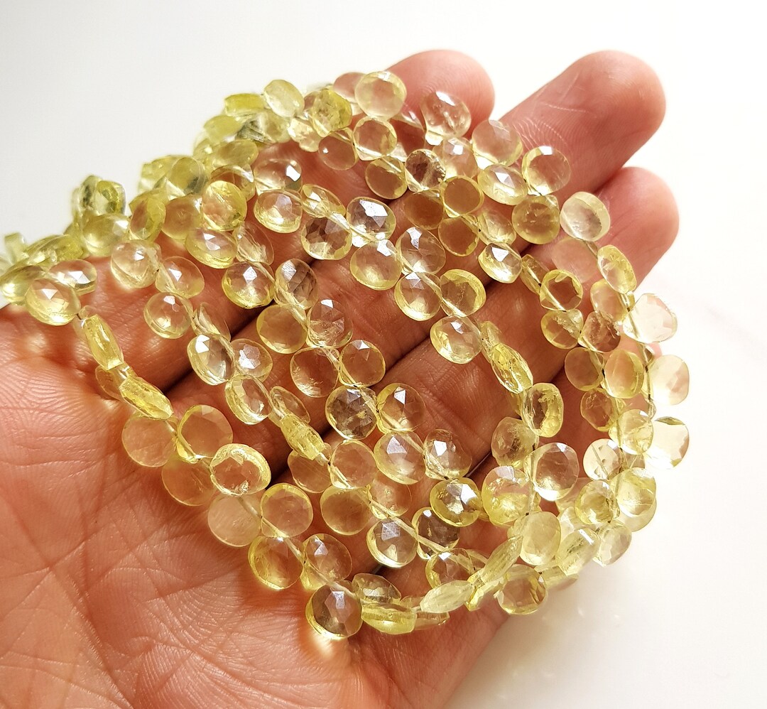 Buy Lemon Topaz Gemstone Faceted Briolette's Heart Shape Beads Matching ...