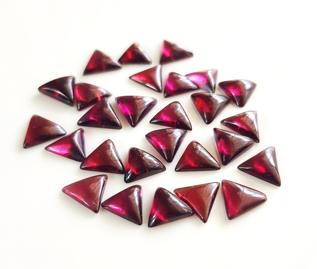 Garnet Gemstone Smooth Flat Back Loose Cabochons Trillion Shape | 10 ...