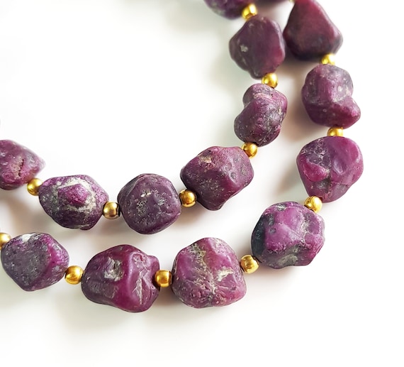 Natural Gemstone Ruby Rough Ruby Drilled Raw Beads Precious Stone for Jewelry Size 5x5 8x8 10 Inch 25 Pieces Strand BEADS 398 Etsy