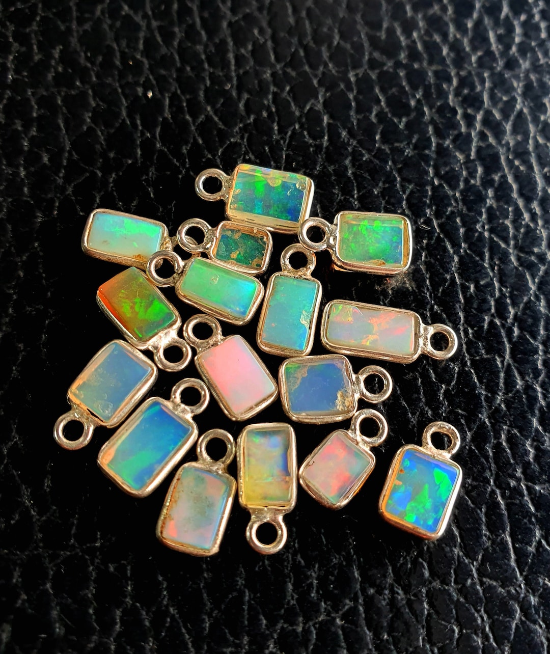 Ethiopian Opal Charms, Sterling Solid 925 Silver Charms, Opal Connector ...