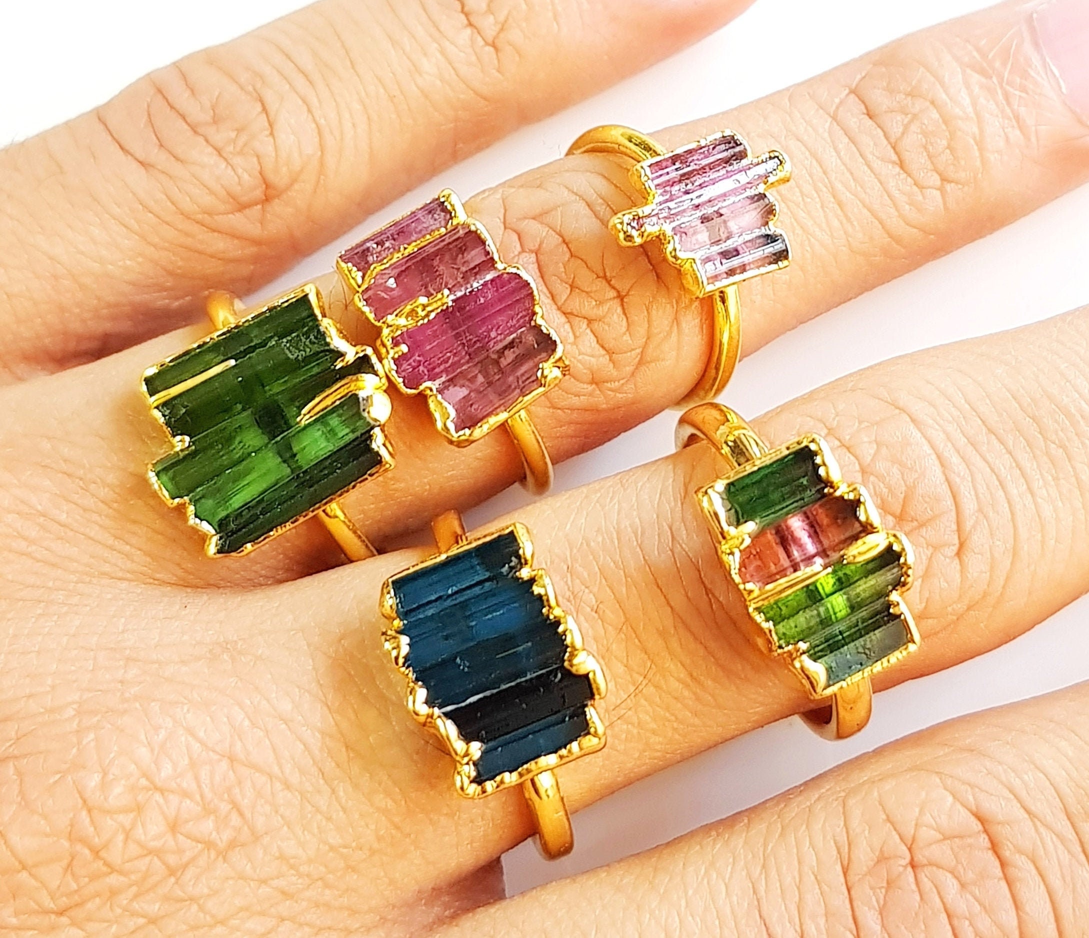 Multi Tourmaline Ring Stackable Ring Ring For Women | Etsy