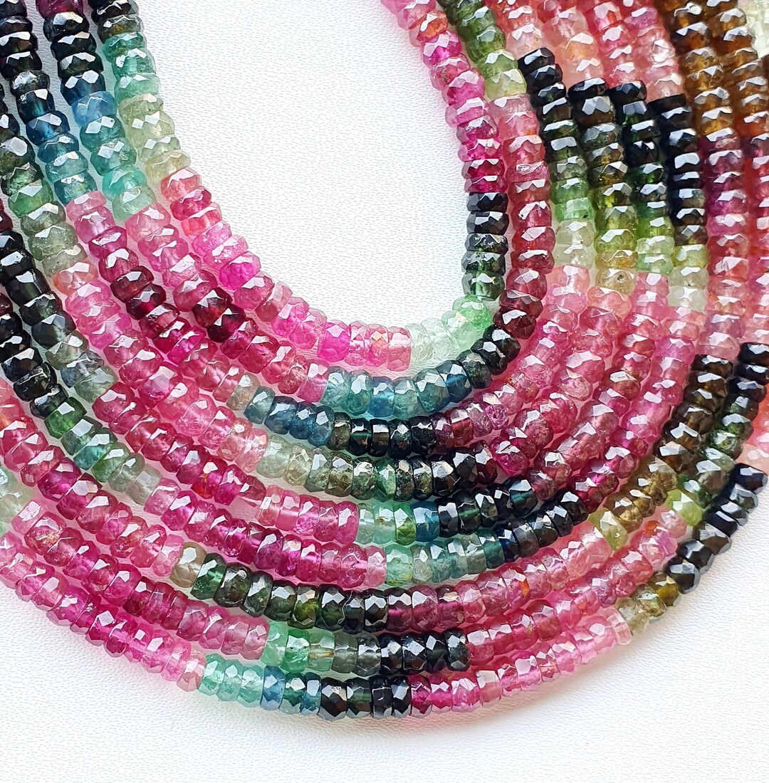 Multi Tourmaline Gemstone Beads| Gemstone Tourmaline Faceted Rondelle ...
