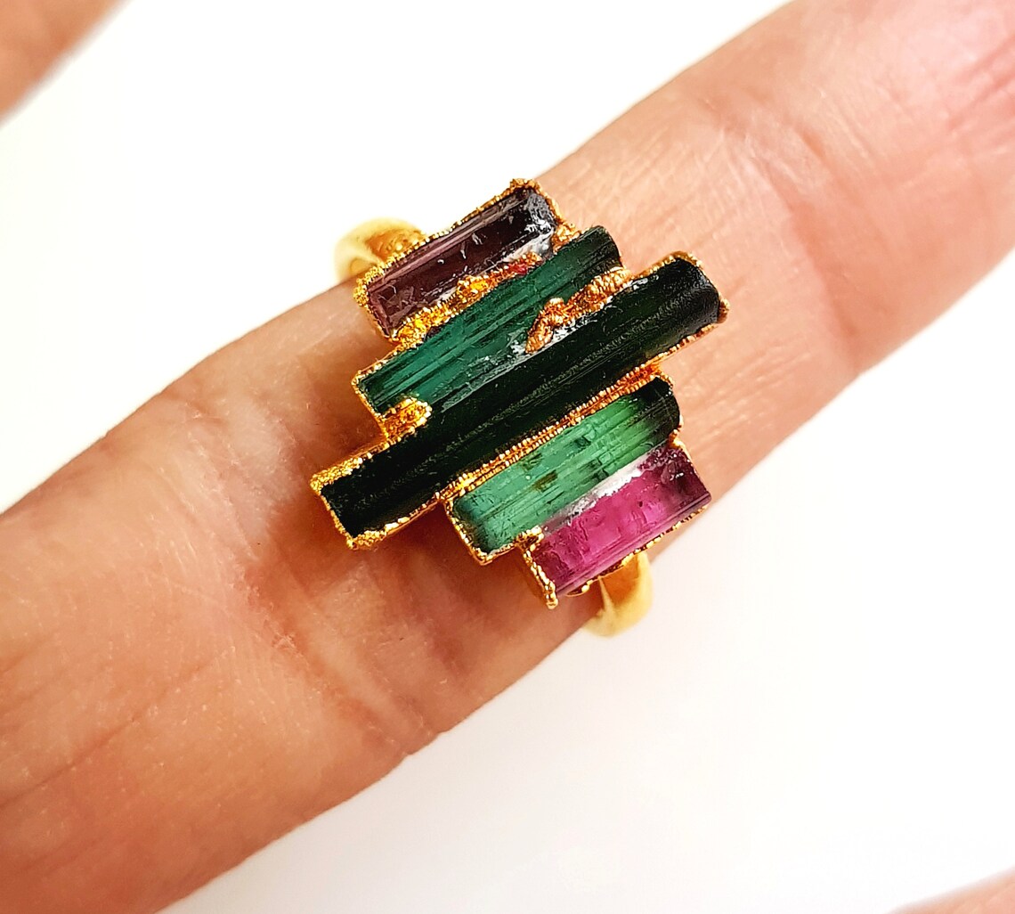Multi Tourmaline Ring Tourmaline Ring for Her MOM | Etsy