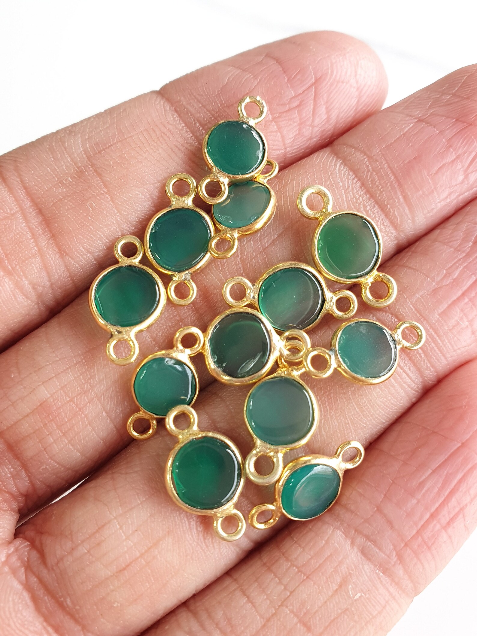 Green Onyx Connector, Gemstone Charms, Gemstone Connector, Genuine Onyx ...