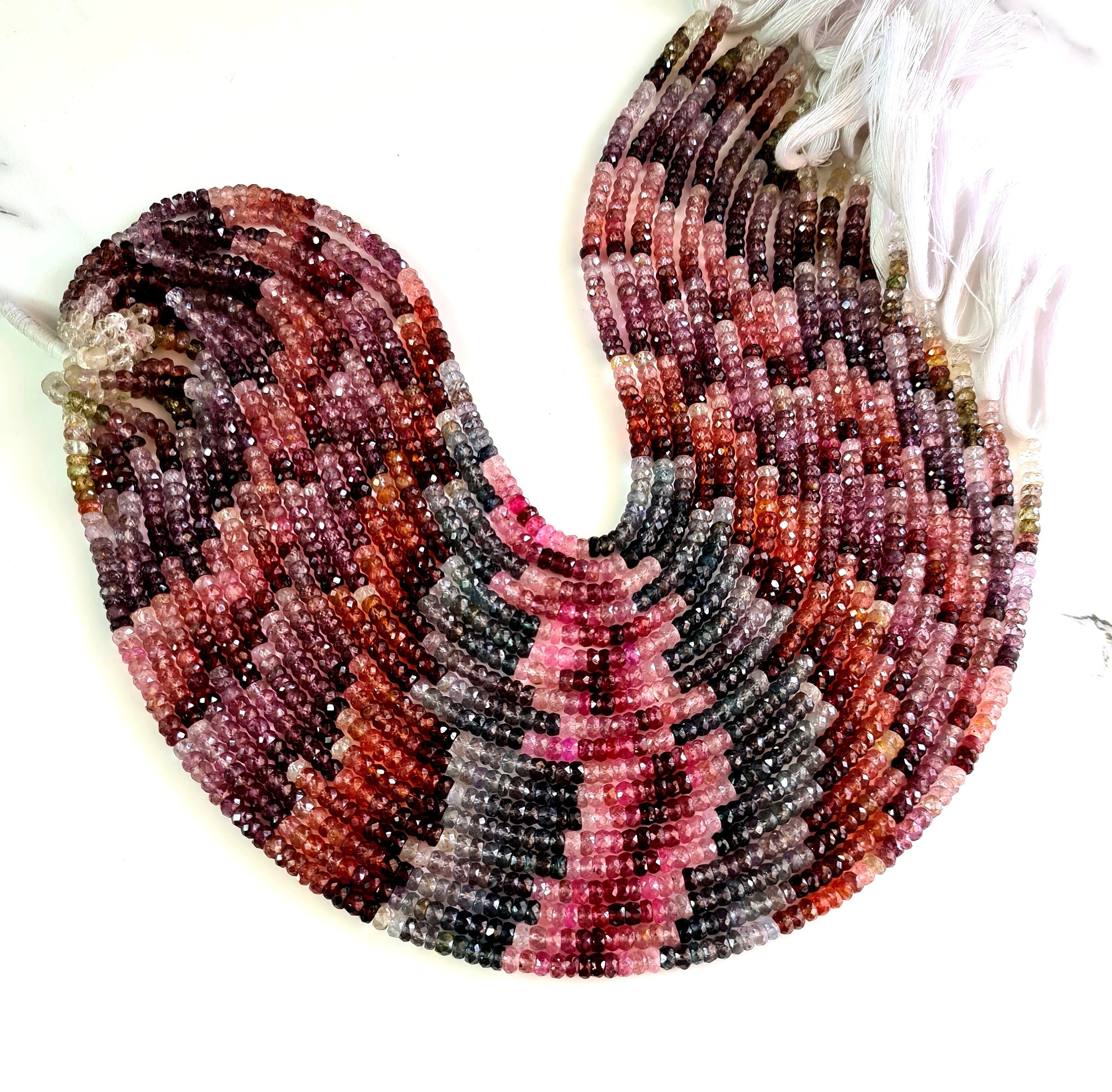 Natural Multi Spinel Gemstone Faceted Rondelle Beads | Etsy