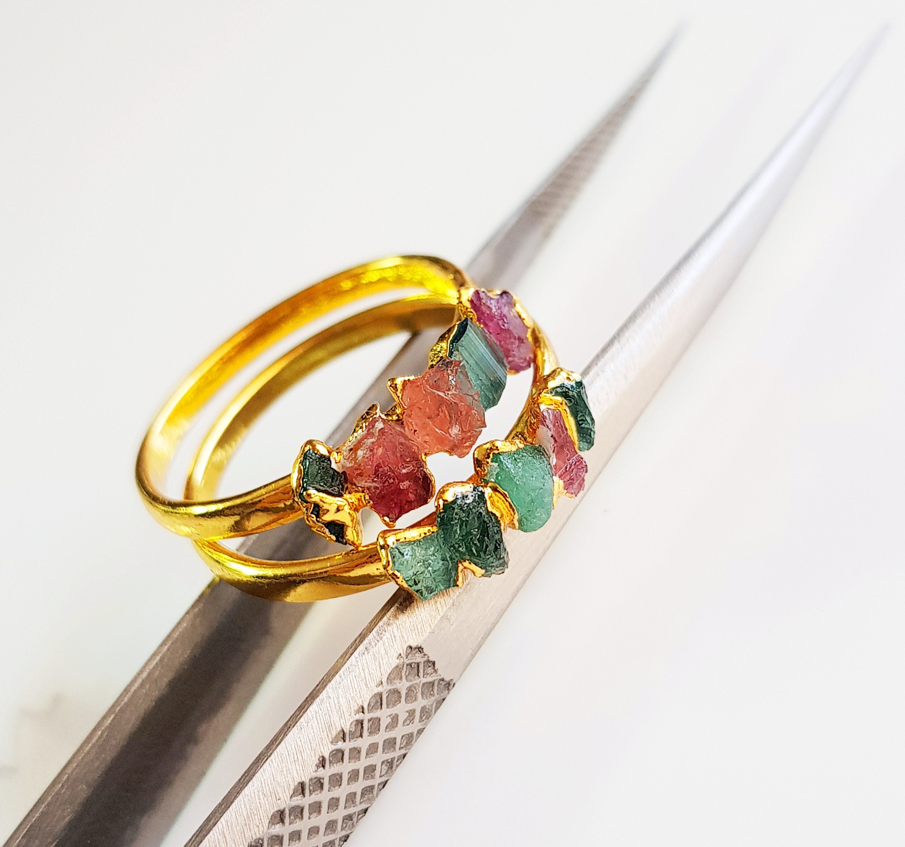 Natural Multi Stones Raw Rough Gemstone Ring Gemstone Ring | Etsy