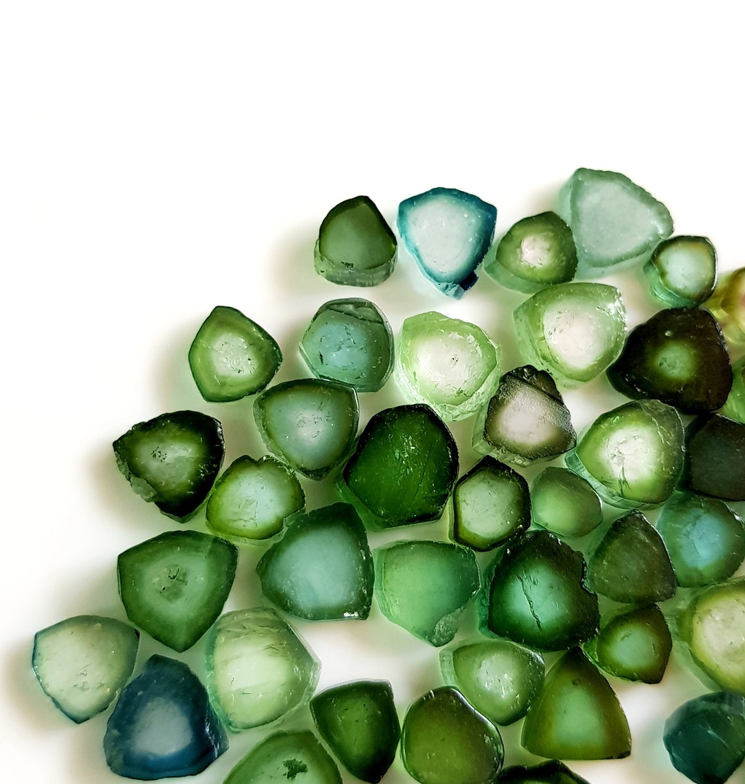 10 Pieces Natural Watermelon Bio Tourmaline Gemstone Smooth Slices ...