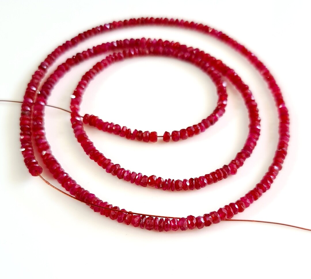 Natural African Ruby Gemstone Micro Faceted Beads Ruby Rondelles Beads ...