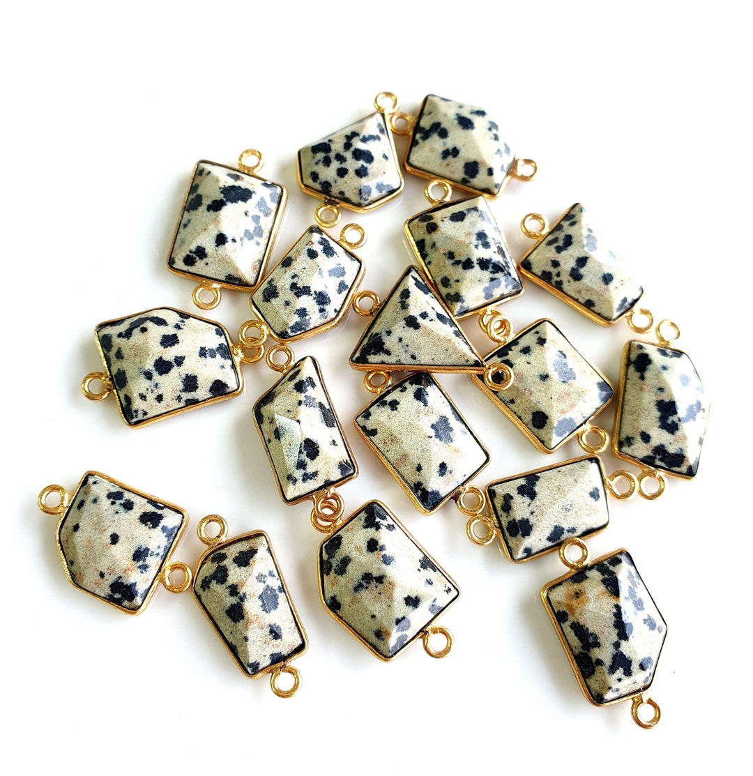 Dalmatian Jasper Connector, Gemstone Charms, Gemstone Connector, Jasper ...