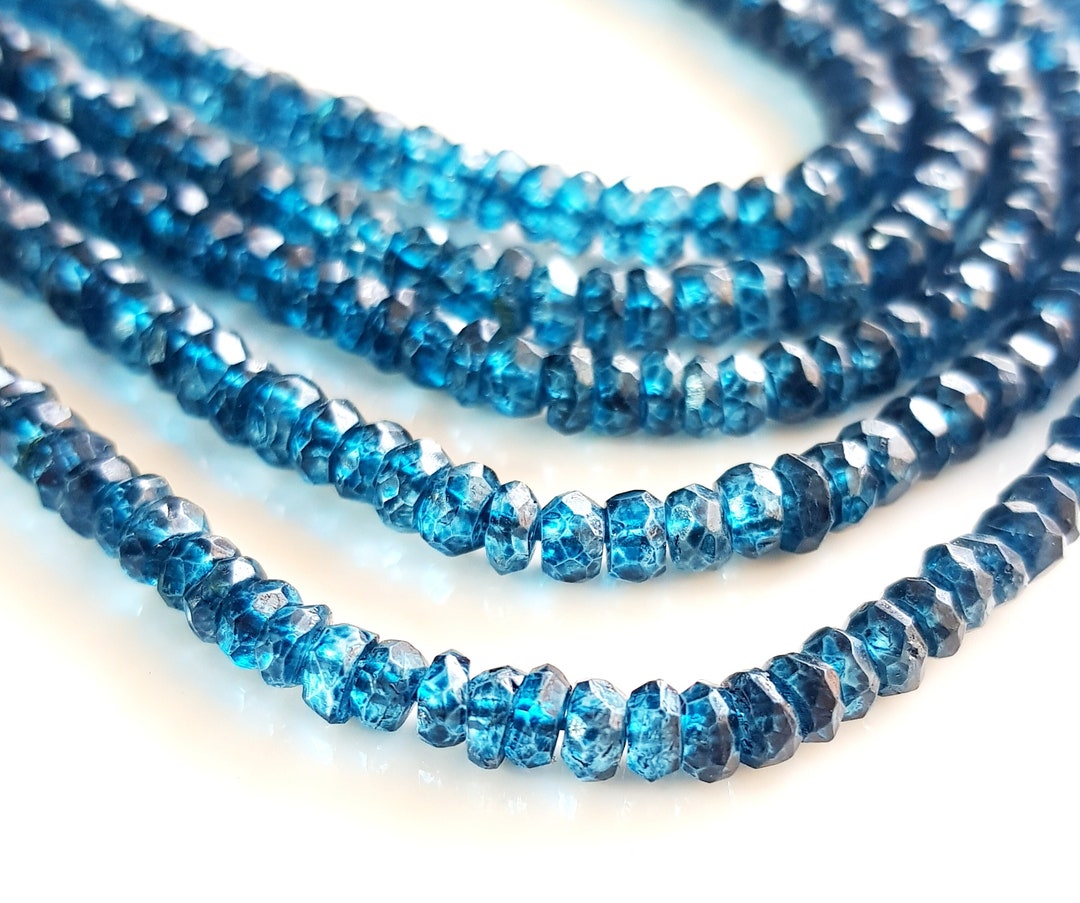 London Blue Topaz Beads | Blue Topaz Coated Rondelle Beads | Topaz ...