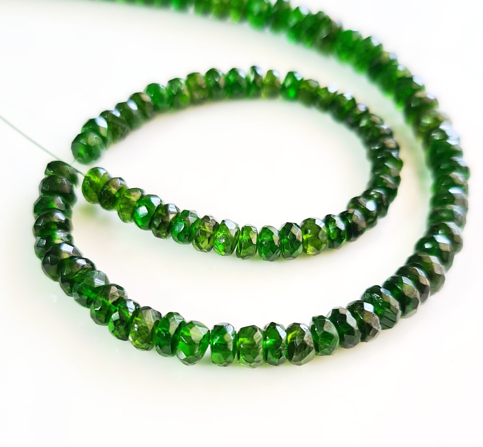 Natural Chrome Diopside Gemstone Faceted Roundels Beads - Etsy