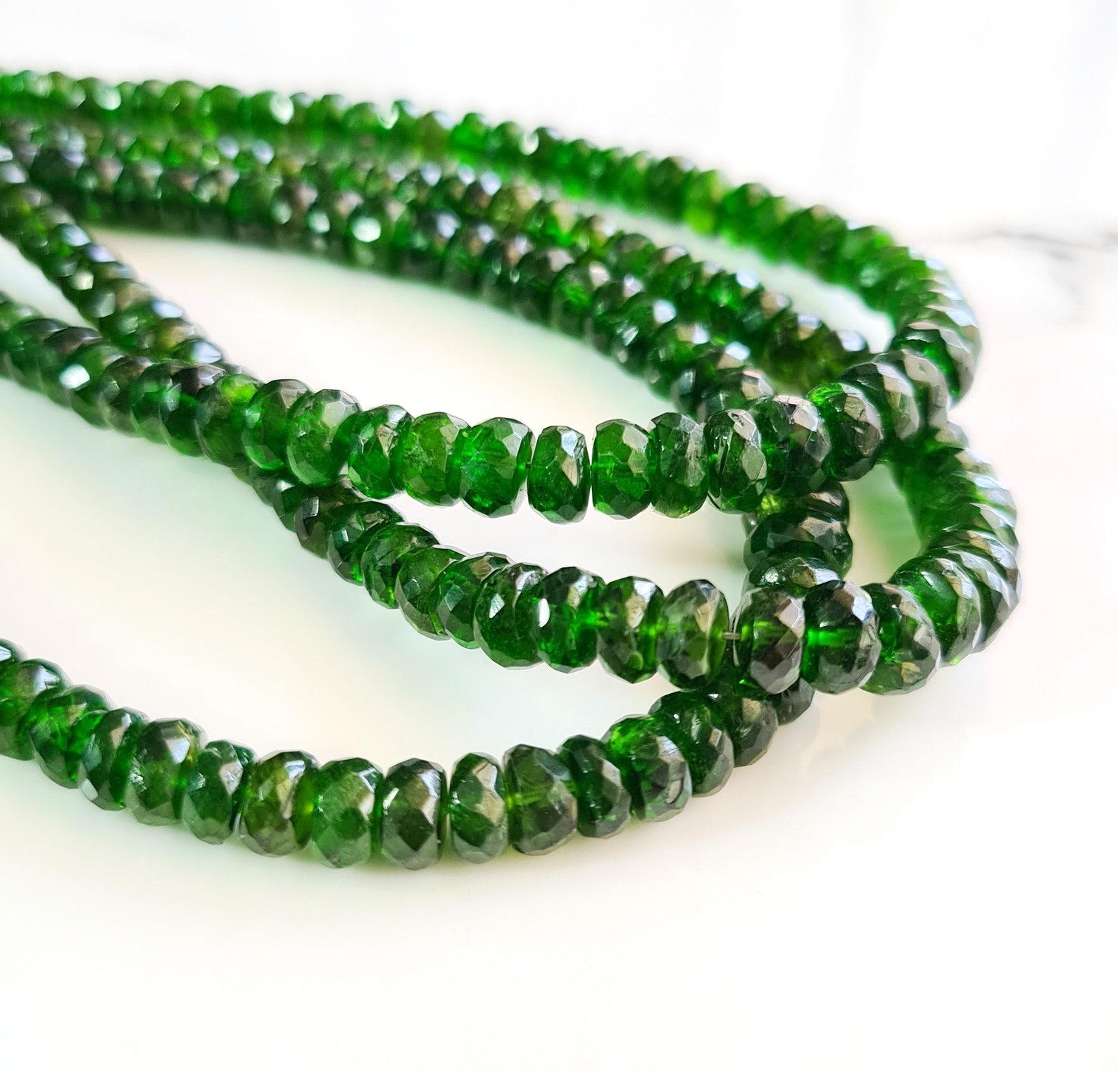 Natural Chrome Diopside Gemstone Faceted Roundels Beads - Etsy