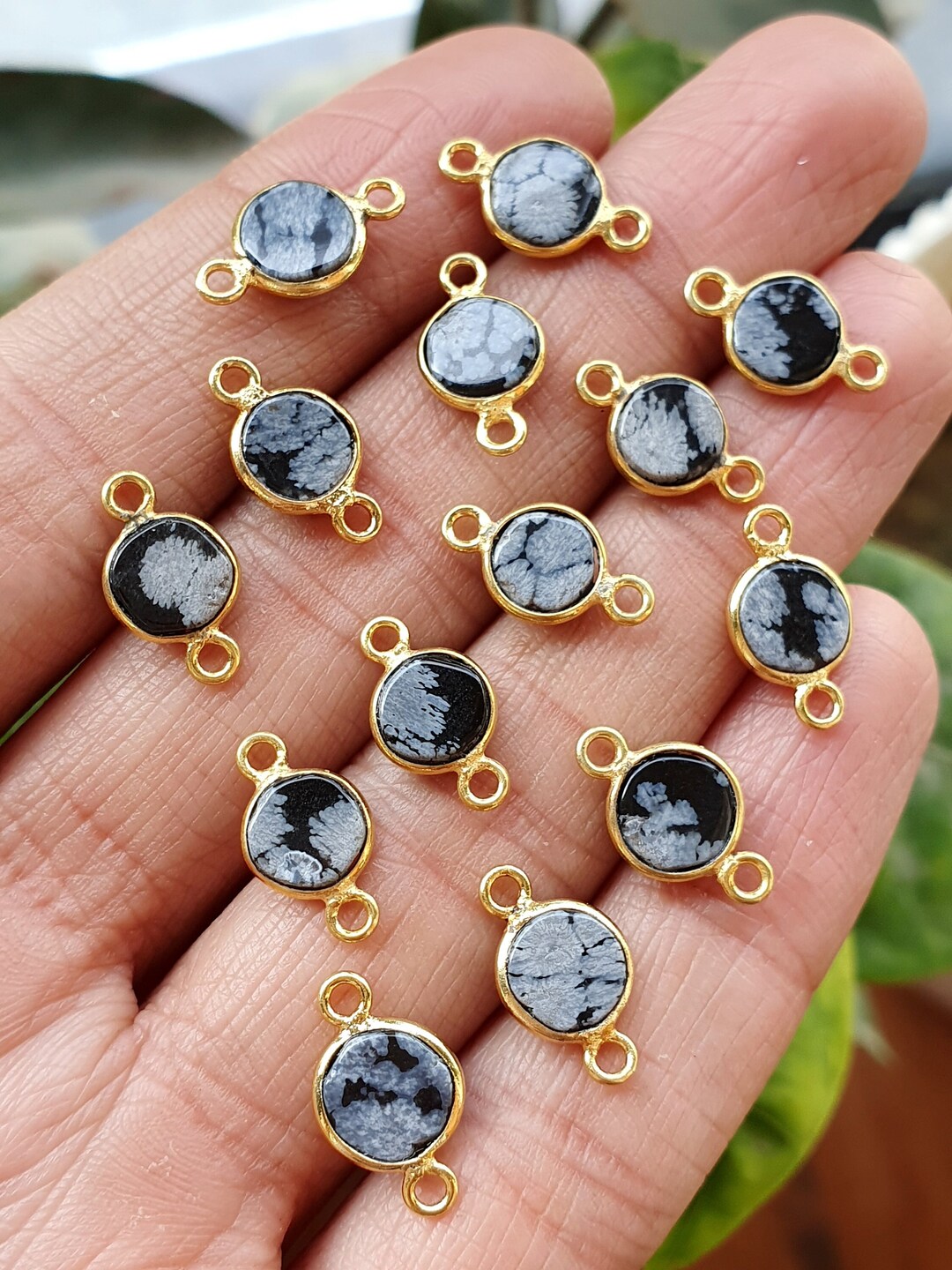 Obsidian Connector, Gemstone Charms, Gemstone Connector, Genuine ...