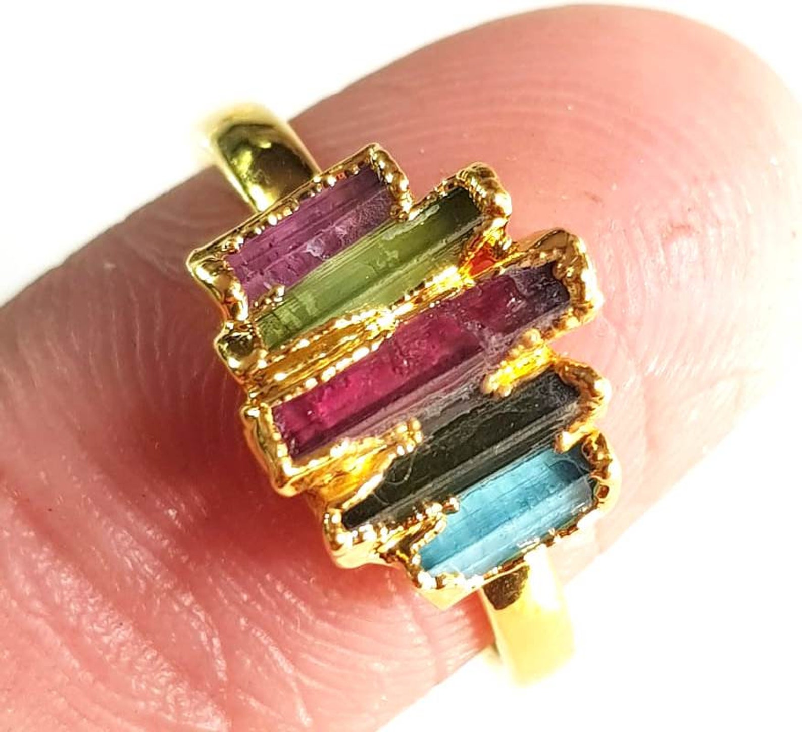 Multi Tourmaline Ring Tourmaline Ring for Her MOM | Etsy
