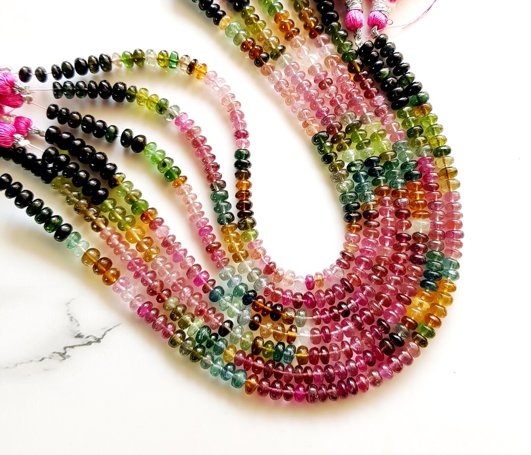 Multi Tourmaline Beads, Watermelon Tourmaline Beads, Smooth Rondelle ...