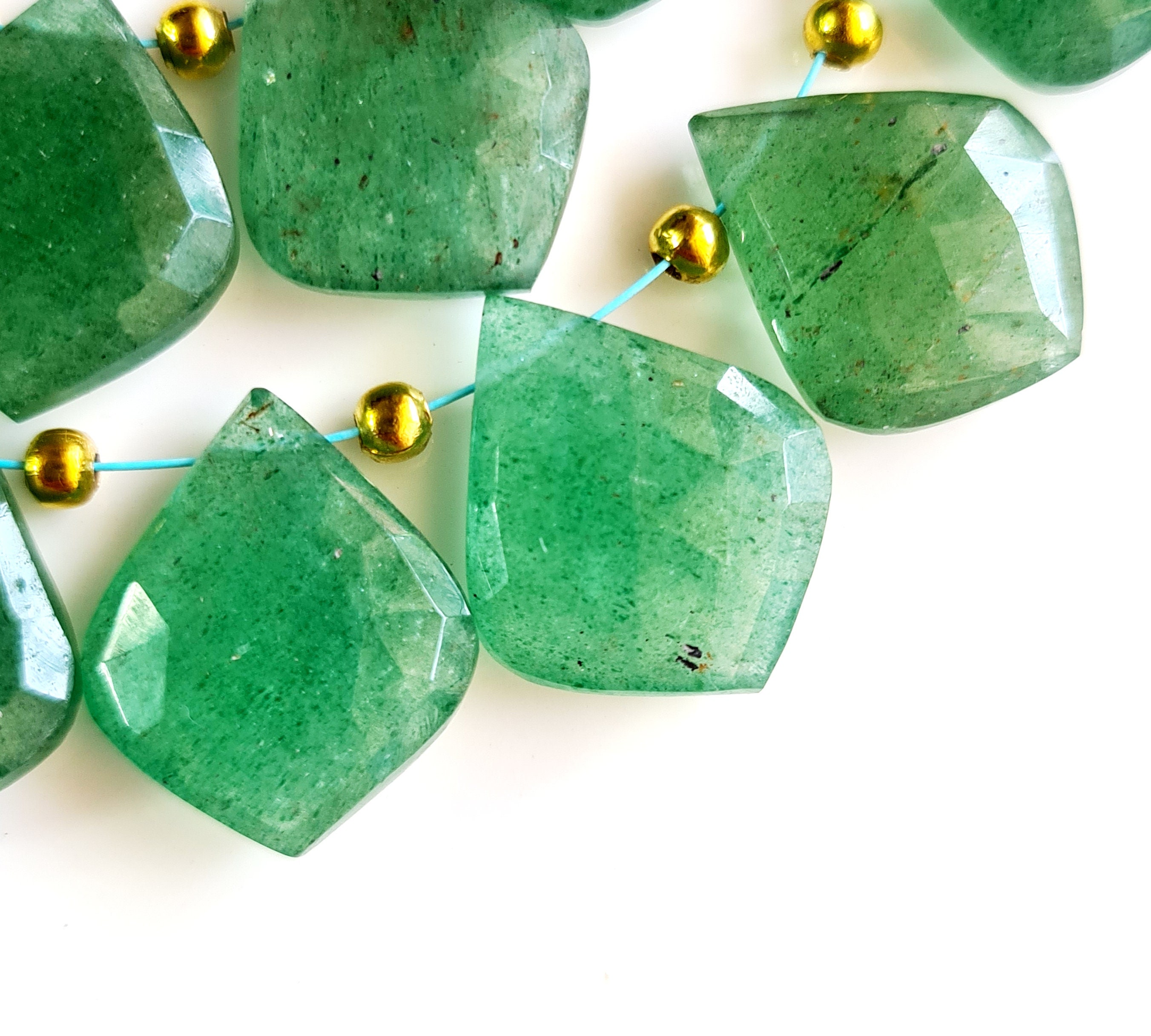 Green Strawberry Quartz Gemstone Faceted Briolettes Leaf | Etsy