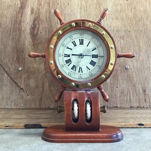 Vintage Nautical Decor Ship Wheel Mantel Clock Roman Numerals - Etsy