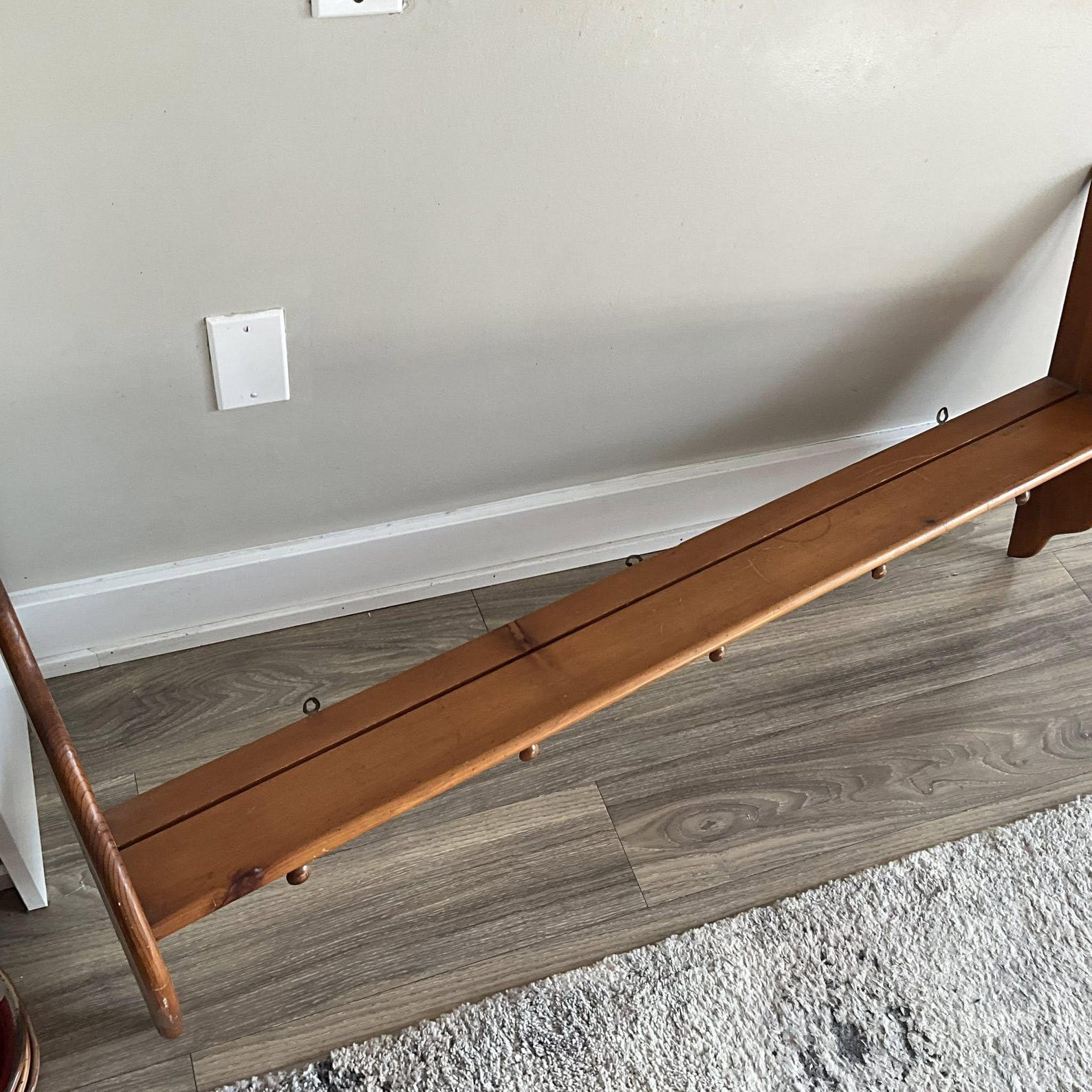 Vintage Wood Shelf With Plate Groove, 5 Hooks, Wall Shelf, Display ...
