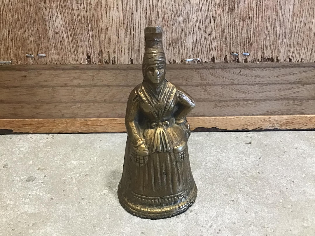 Vintage Lady Figurine Hand Brass Bell - Etsy