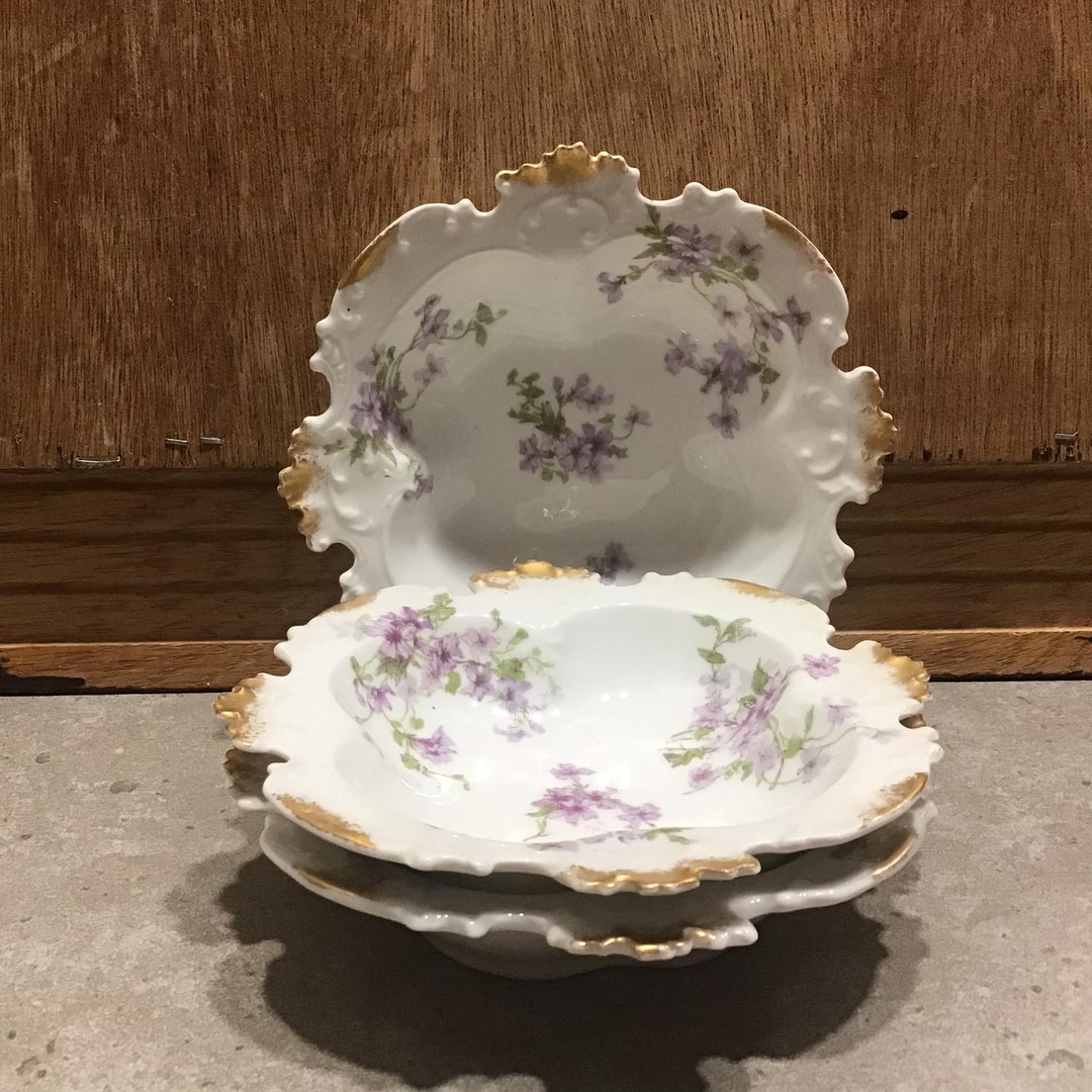 Limoges Porcelain Plates, Purple Flowers, GDA France, CH Field Haviland ...