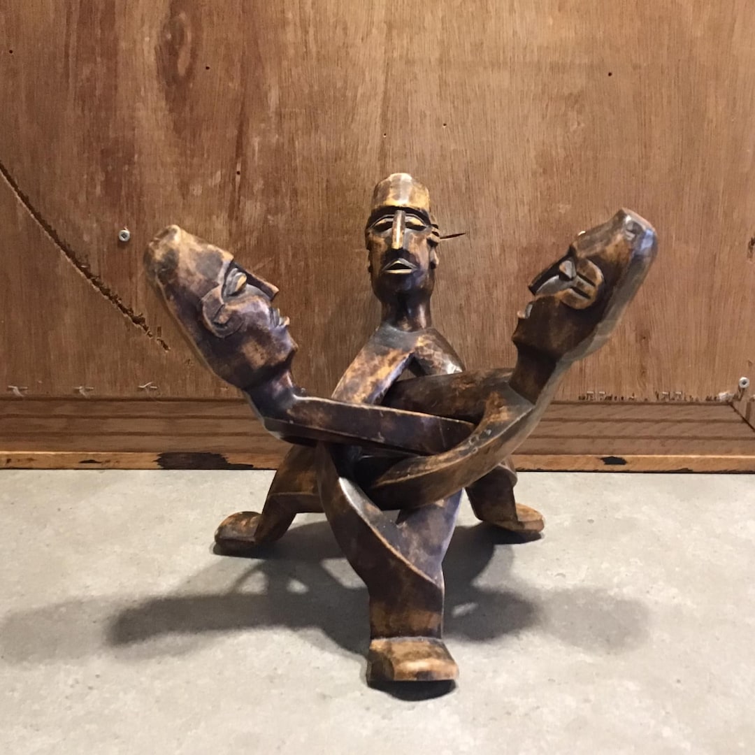 Vintage African Wood Hand Carved, 3 Man, Unity Sculpture Tribal Art - Etsy