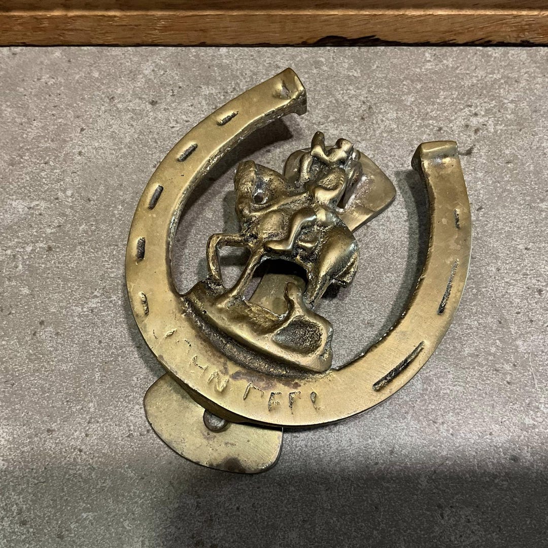 Vintage Brass Horseshoe Door Knocker Doorbell - Etsy