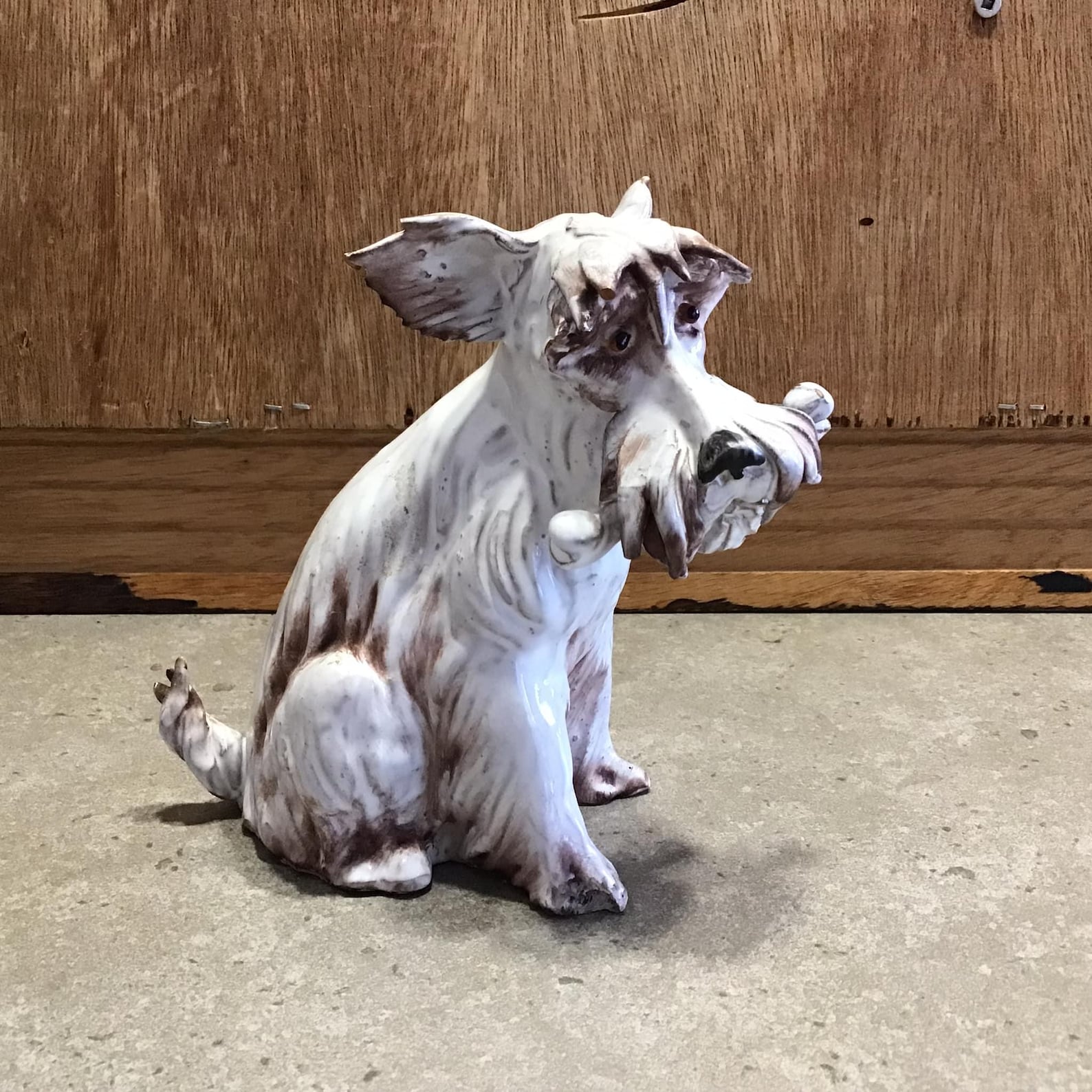 Rare Guido Cacciapuoti Capodimonte SEATED TERRIER DOG With Bone Made in ...