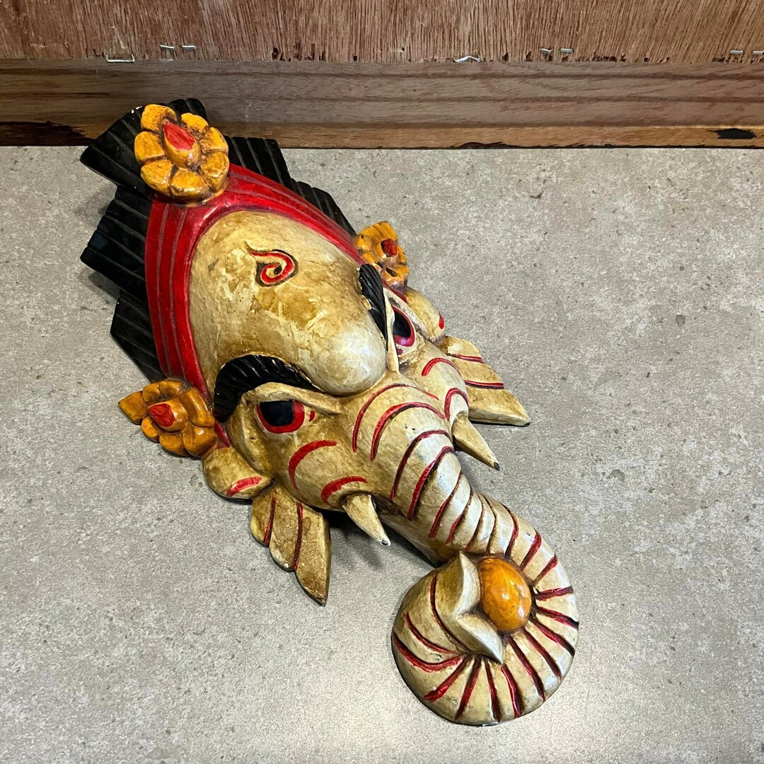 Ganesh Wooden Antique Wall Sculpture God of Luck/success Shape of ...