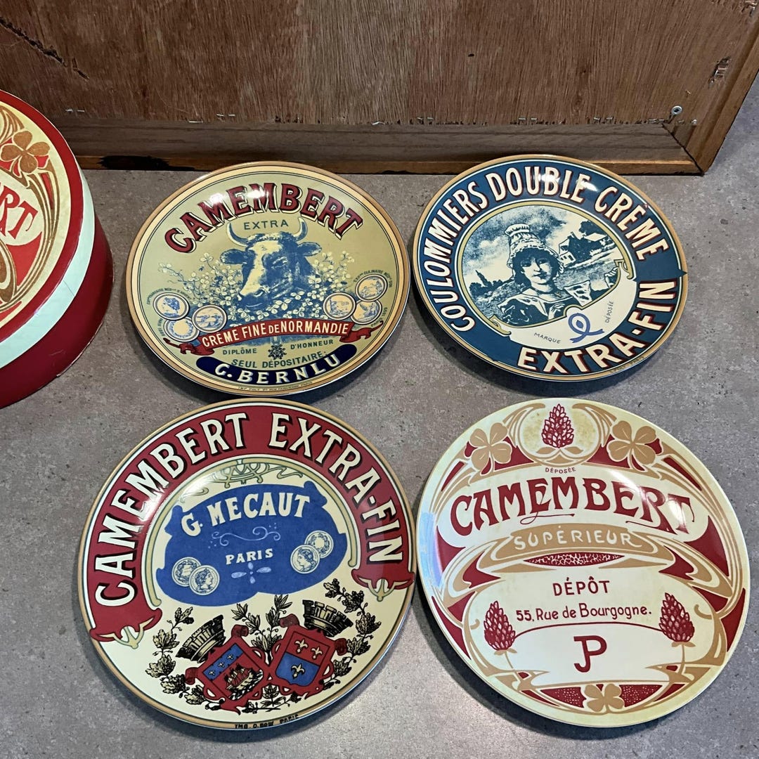 4 Vintage Bia Camembert 8" Vintage Cheese Plates Dishes in Original Box ...