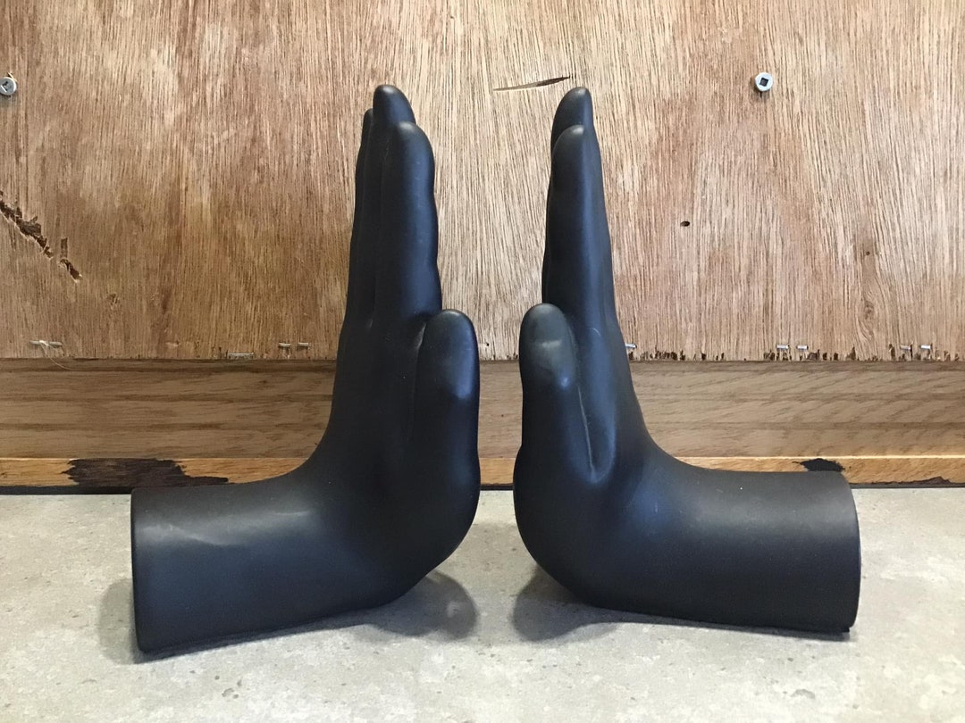 Black Hand Bookends, Classic Decorative Resin Book Shelf Organisers ...