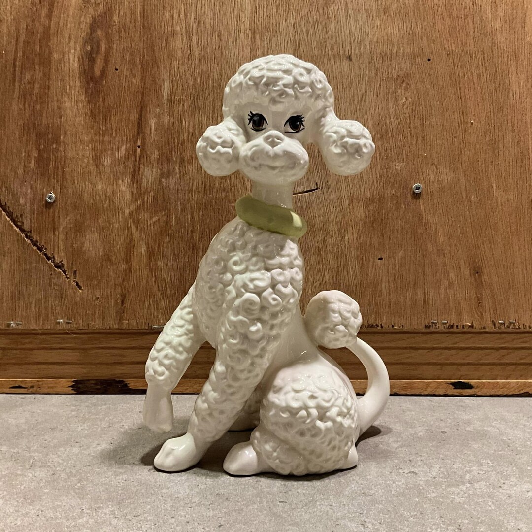 Vintage White Ceramic Poodle Figurine: Kitschy Bookshelf Decor - Etsy