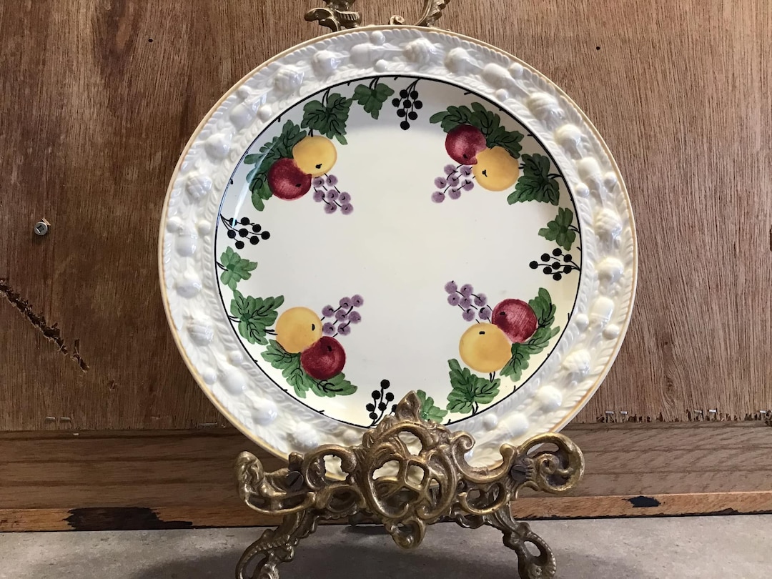 Rare Antique Adam's Royal Ivory Titian Ware Plate: Hand-painted Fruit ...