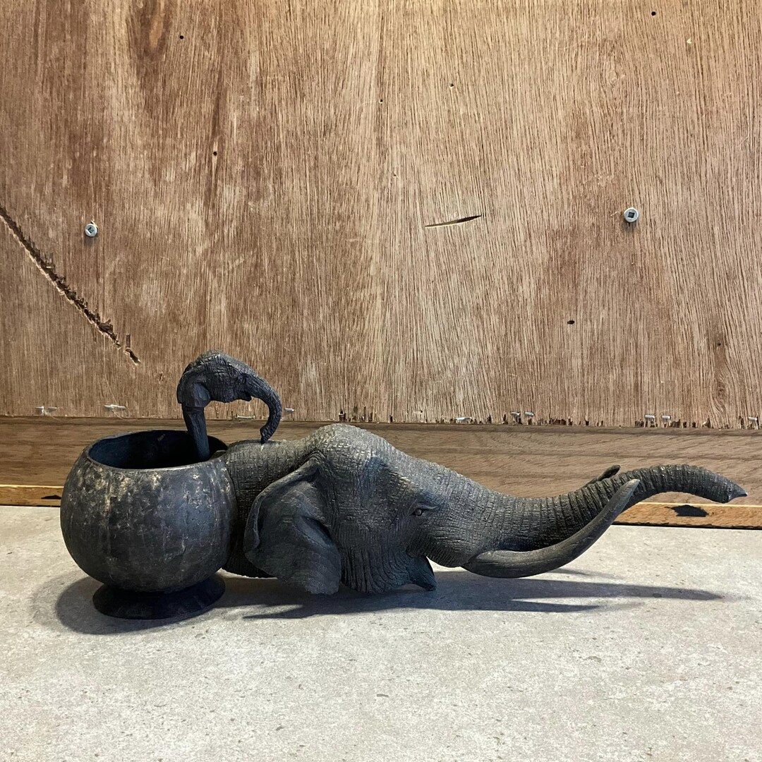 Vintage Coconut Shell Dipper With Wood Elephant Handle - Etsy