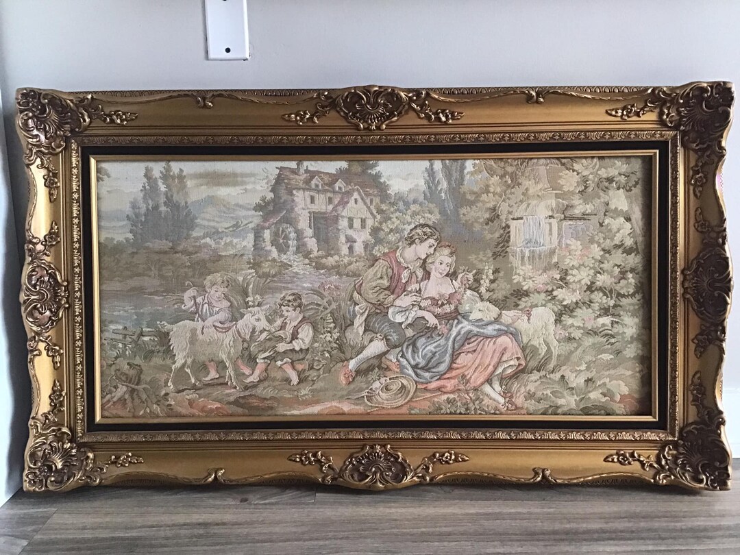 Gilt Framed French Rococo Tapestry, Antique French Design, Wooden ...