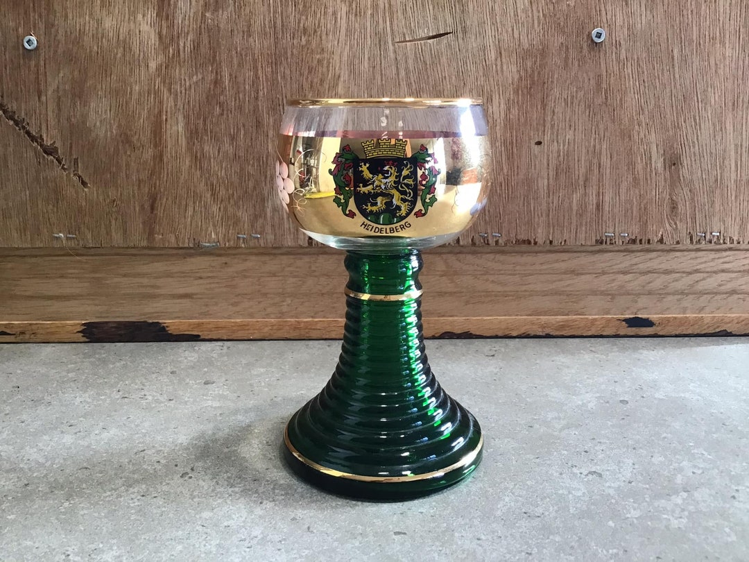 German Heidelberg Glass, Vintage German Coil Ribbed Wine Glass, German ...