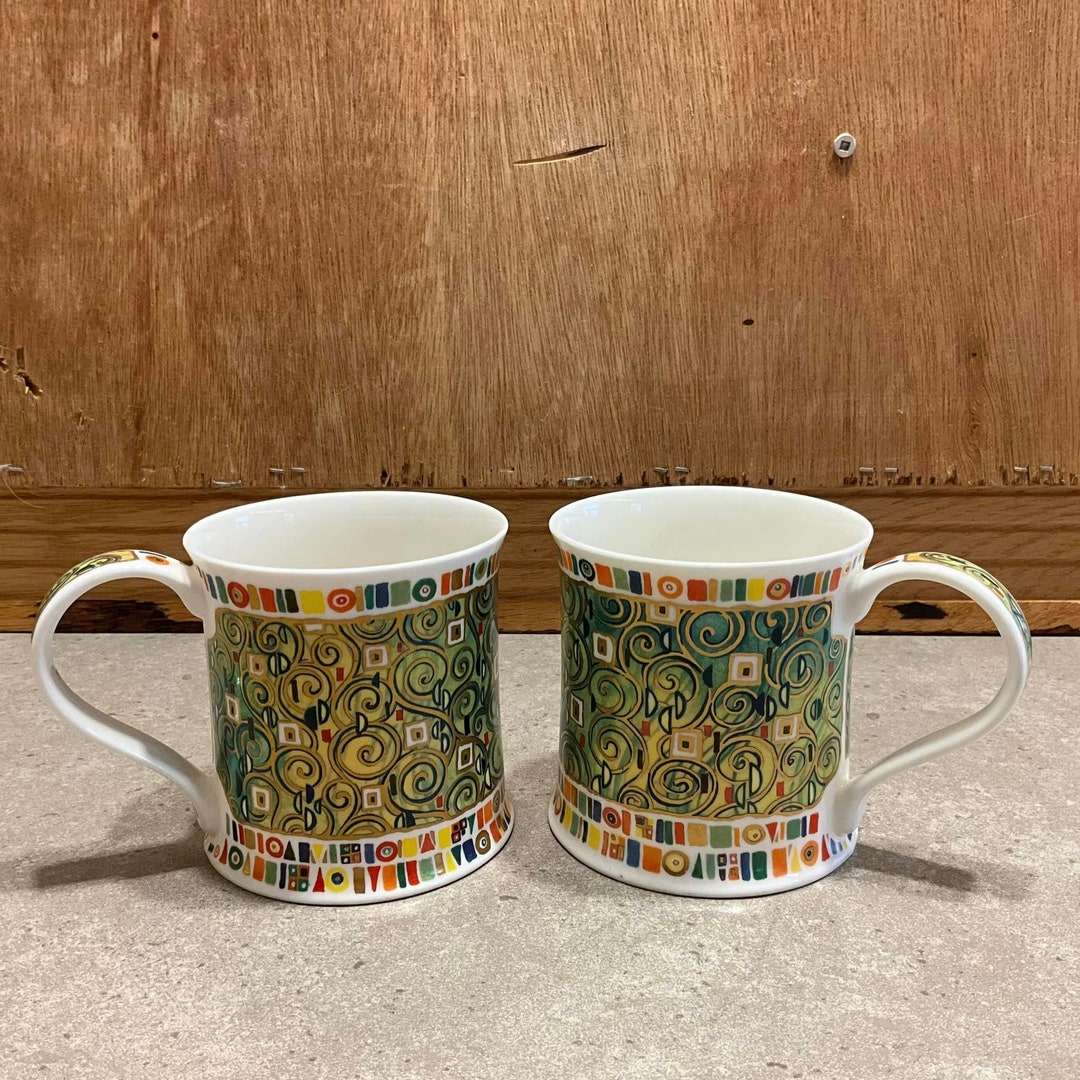 2 RAVENNA Dunoon Coffee Mug Abstract, Fine Bone China Made in England ...