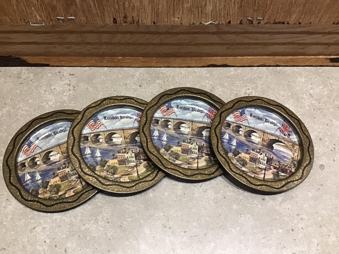 Set of 4 Vintage London Bridge Metal Drinks Coasters - Etsy